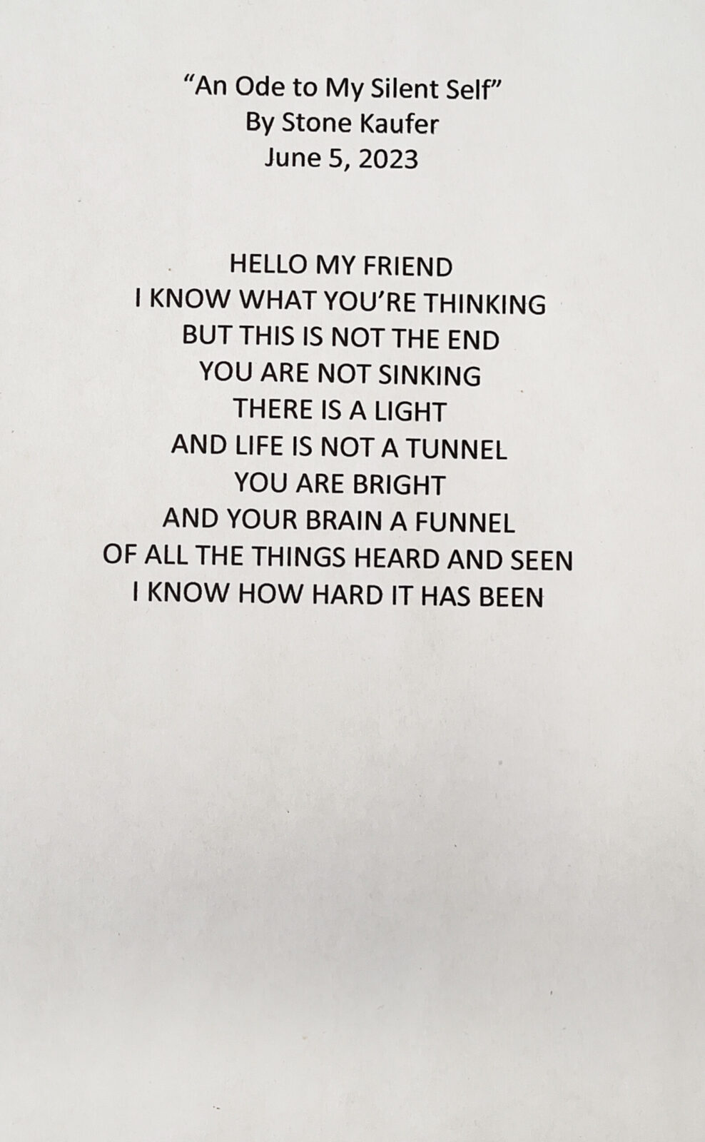"An Ode To My Silent Self" - We Are Going To Be OK - David Kaufer